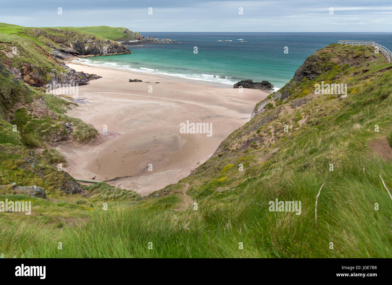 Village of Durness, Scotland. Picturesque view of Sango Bay at the ...