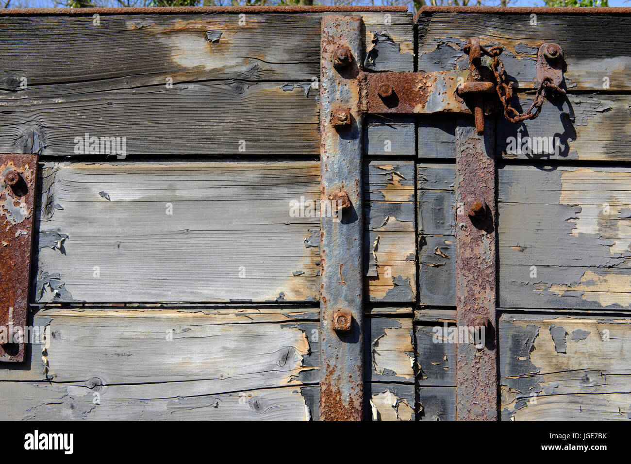 rusty wooden metal old gate Stock Photo - Alamy