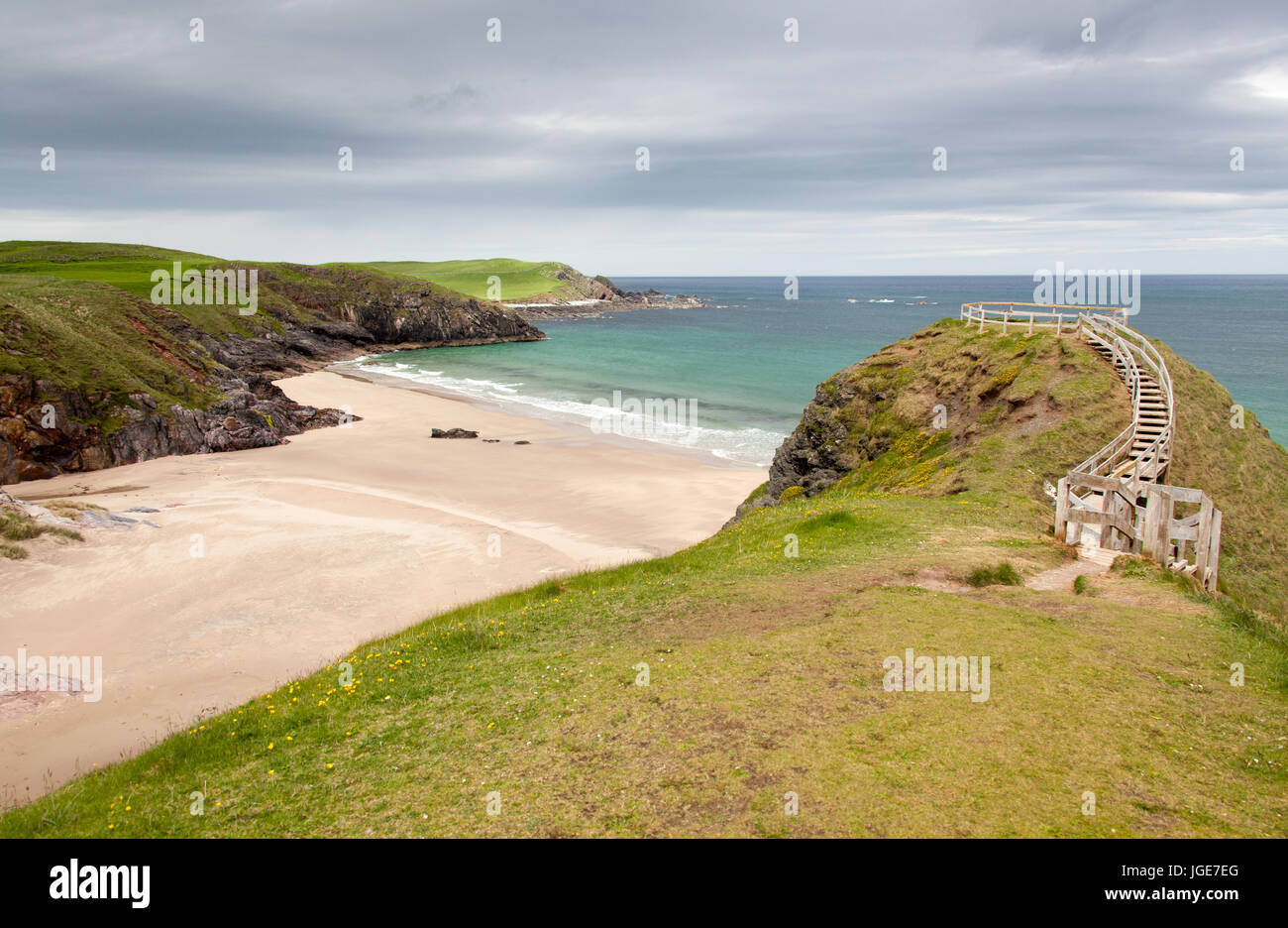 Village of Durness, Scotland. Picturesque view of Sango Bay at the ...