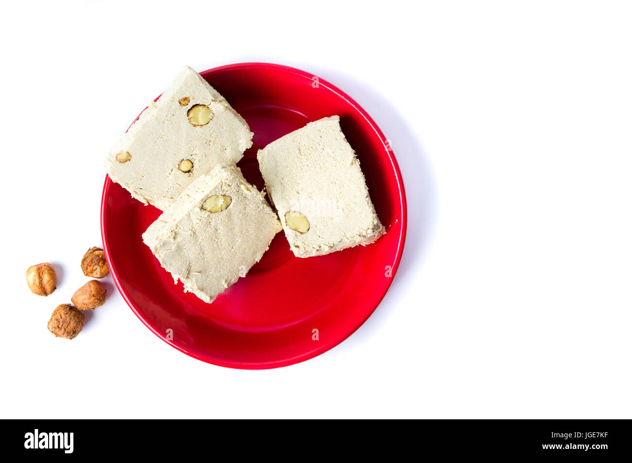 Hazelnut halva dessert slices on a plate Stock Photo - Alamy