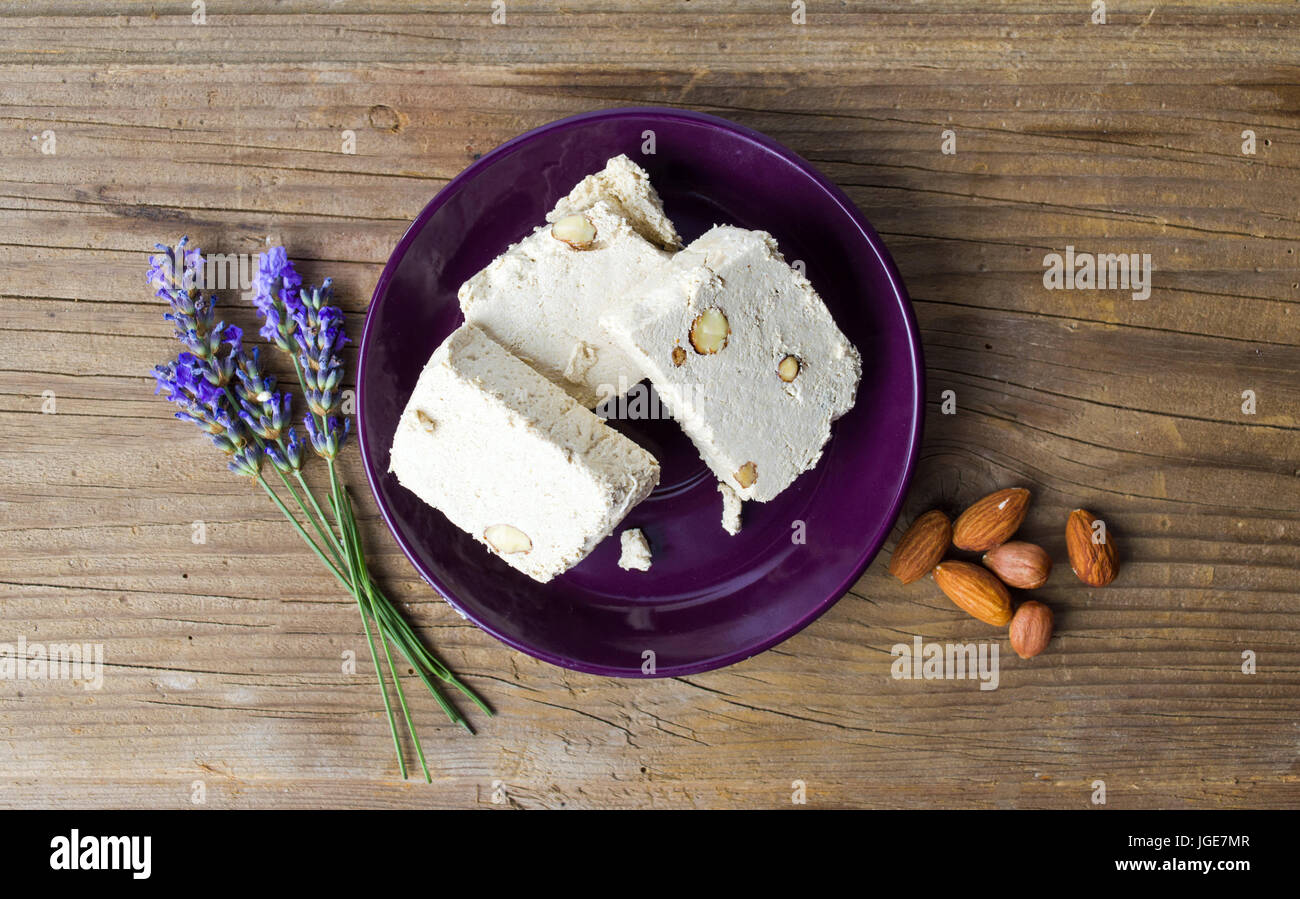 Almond halva dessert slices on a plate Stock Photo - Alamy