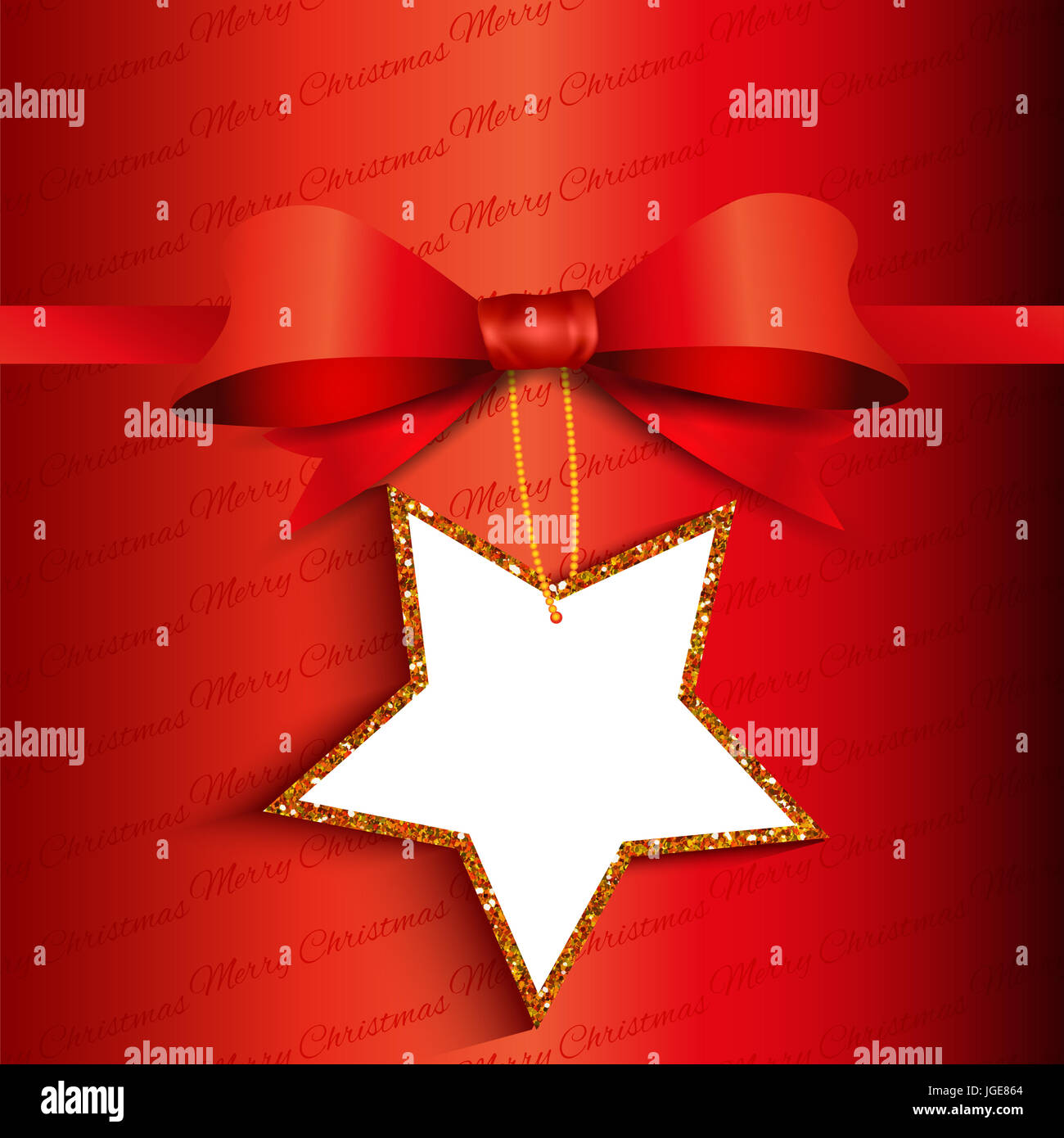 Christmas gift background with star shaped glittery label Stock Photo ...