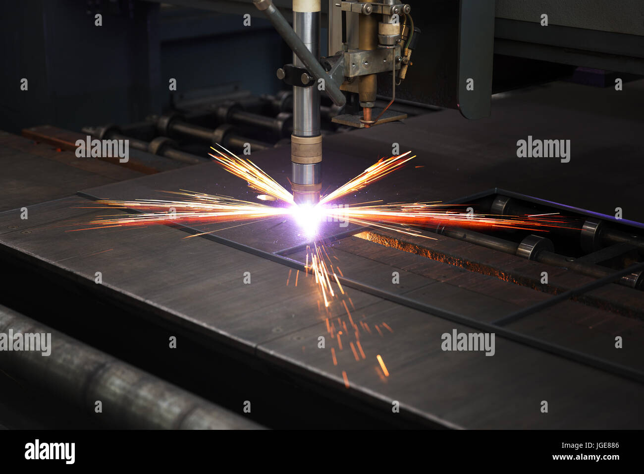 Industrial cnc plasma cutting of metal plate Stock Photo - Alamy