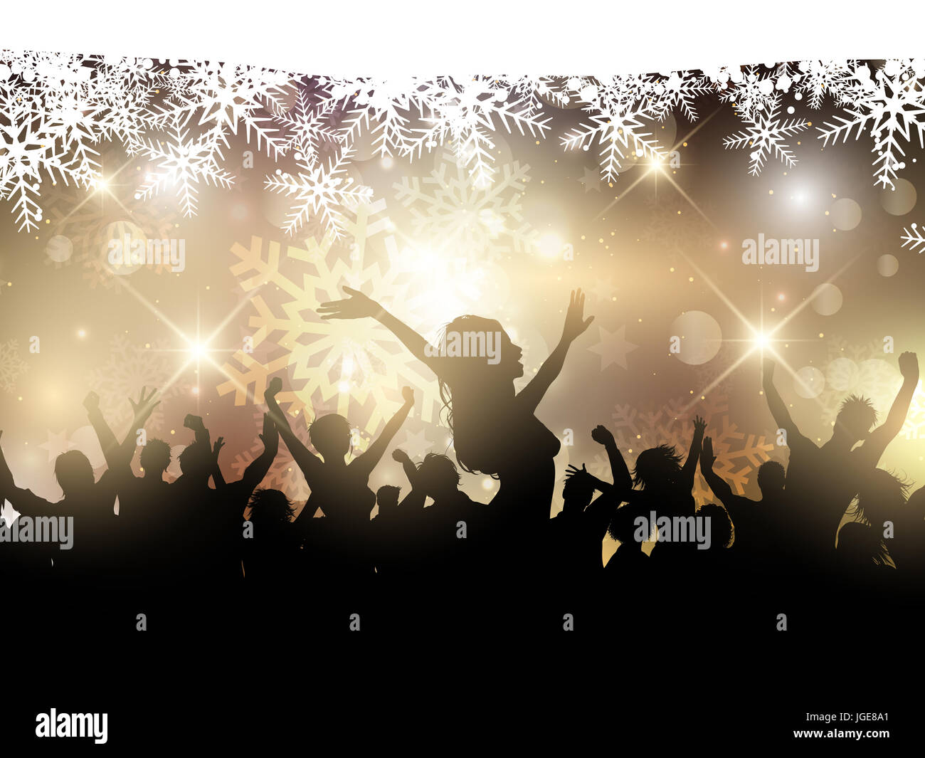 Silhouette of a party crowd on a Christmas background Stock Photo - Alamy