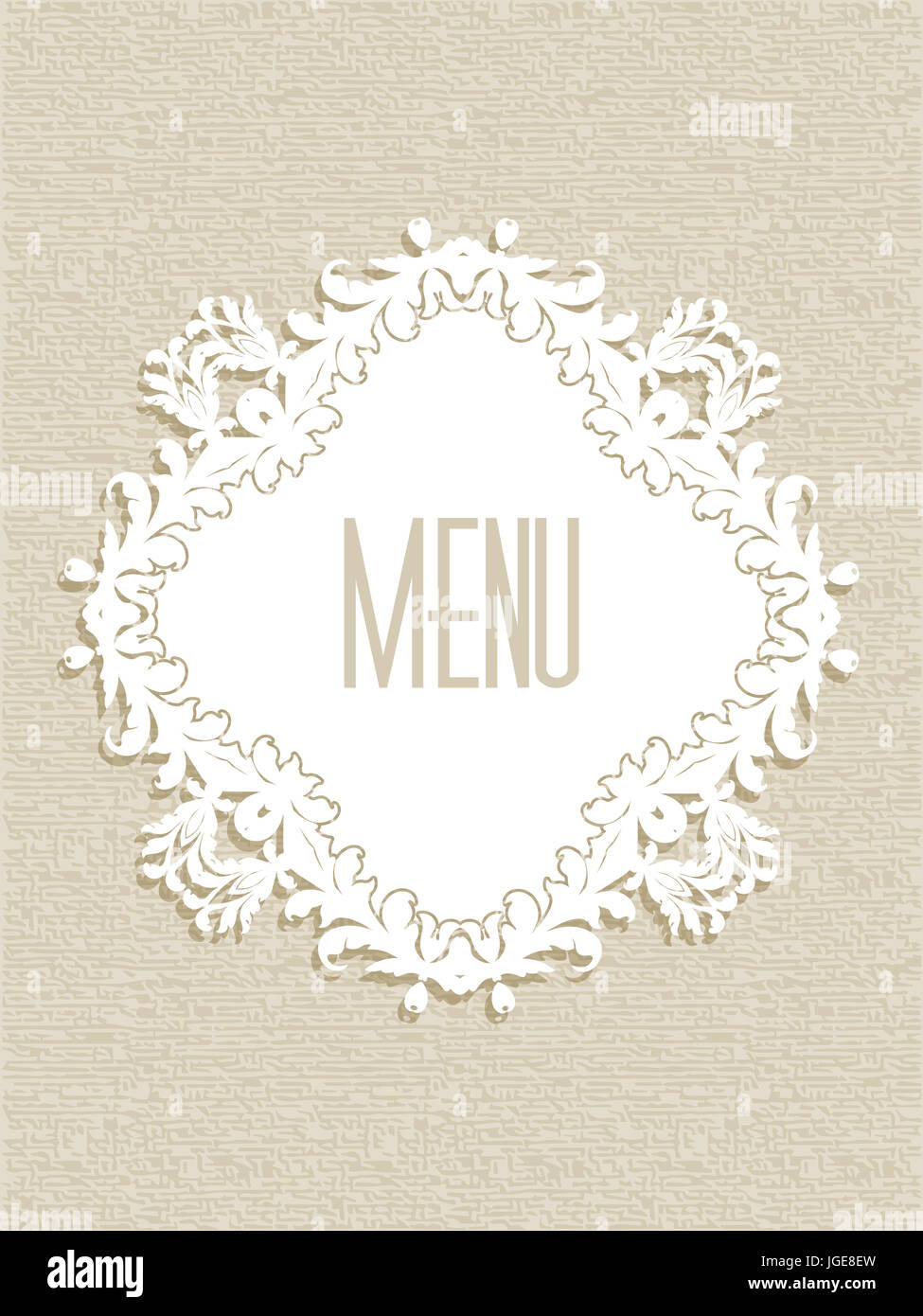 Decorative menu design with canvas effect background Stock Photo - Alamy