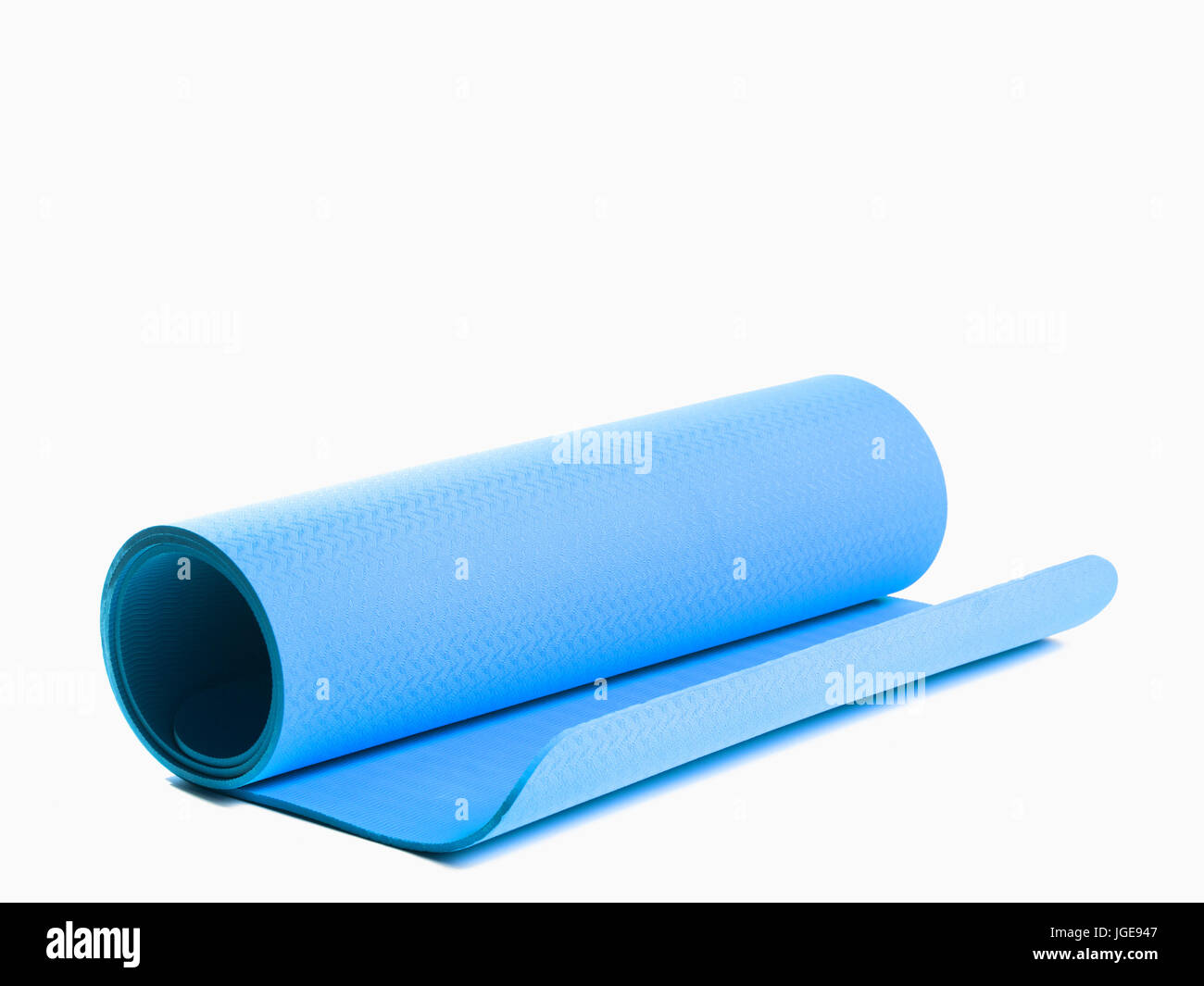 Blue sport mat on isolated background Stock Photo - Alamy