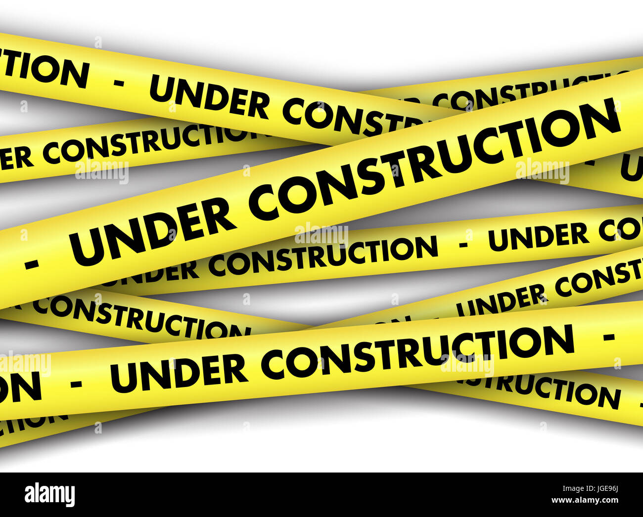 Under construction tape across a white background Stock Photo - Alamy