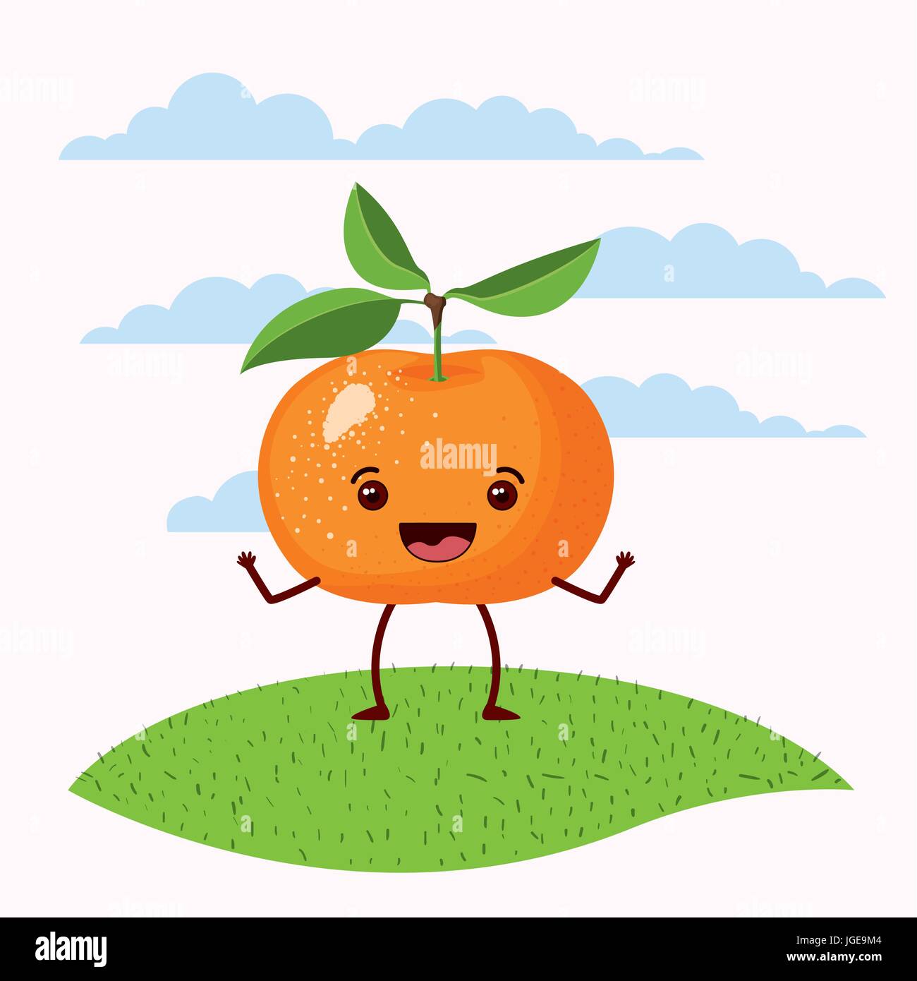 Tangerine kawaii cartoon smiling Stock Vector Images - Alamy