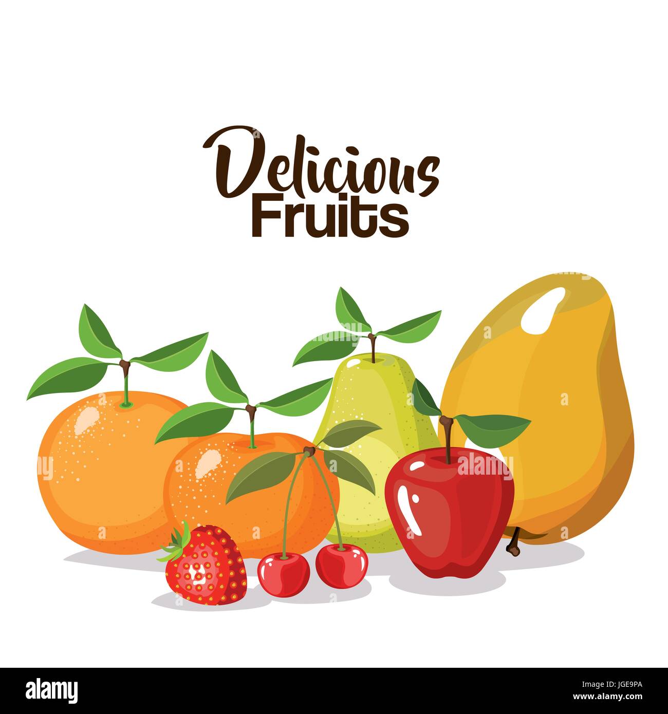 white background of set collection different types of delicious fruits ...