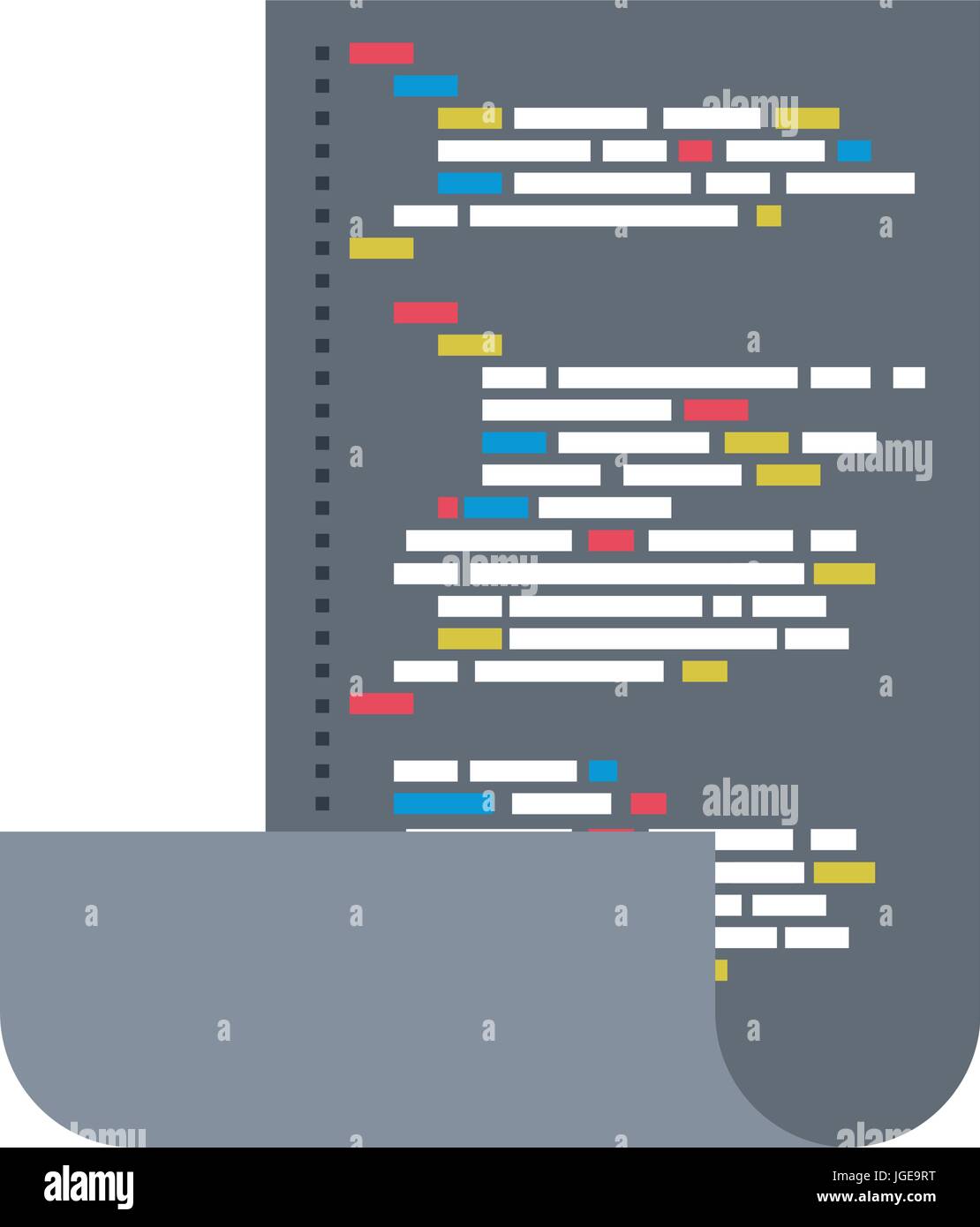 gray silhouette of sheet with printed source code Stock Vector Image ...