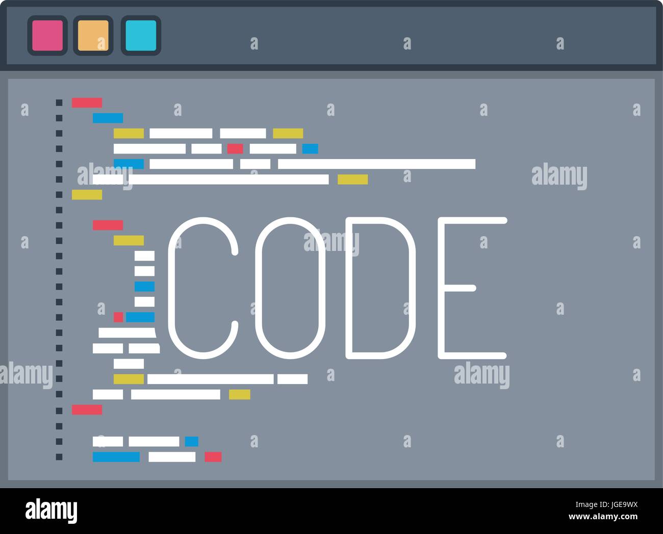 Color Silhouette Of Programming Window With Script Of Code Stock Vector Image And Art Alamy