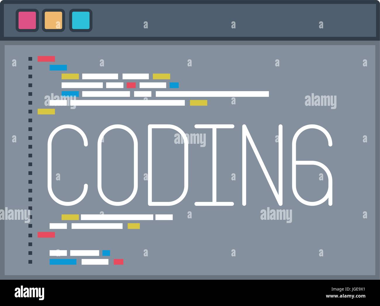 Color Silhouette Of Programming Window With Script Of Coding Stock Vector Image And Art Alamy