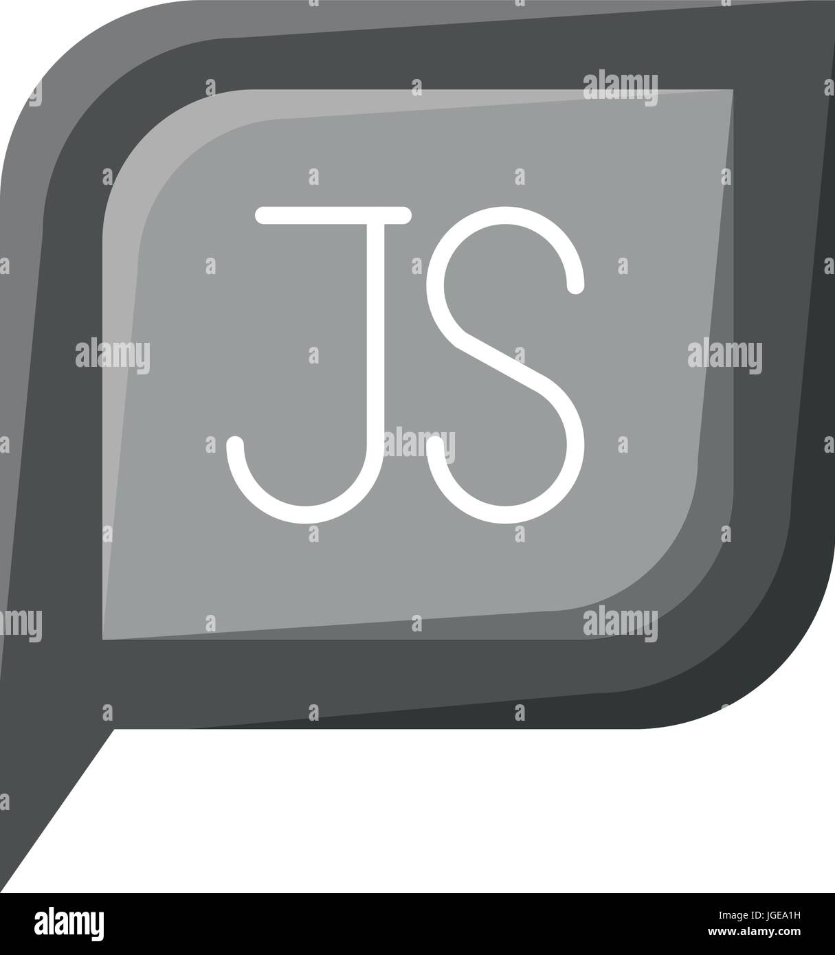 grayscale silhouette dialogue square with tail with js symbol Stock ...
