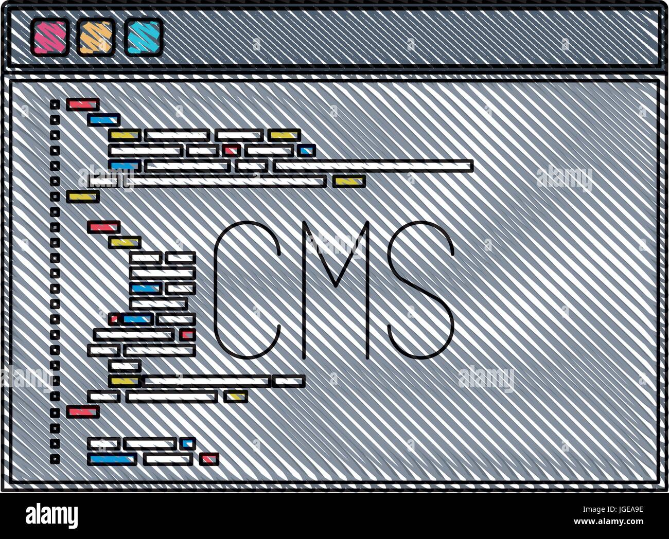 colored pencil silhouette of programming window with script code cms Stock Vector Image & Art ...