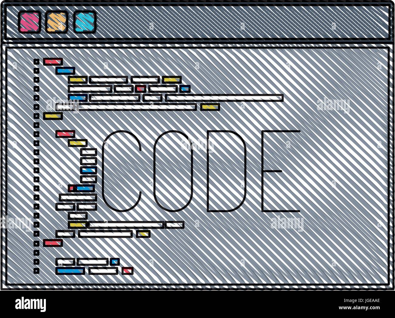 Colored Pencil Silhouette Of Programming Window With Script Of Code Stock Vector Image And Art Alamy