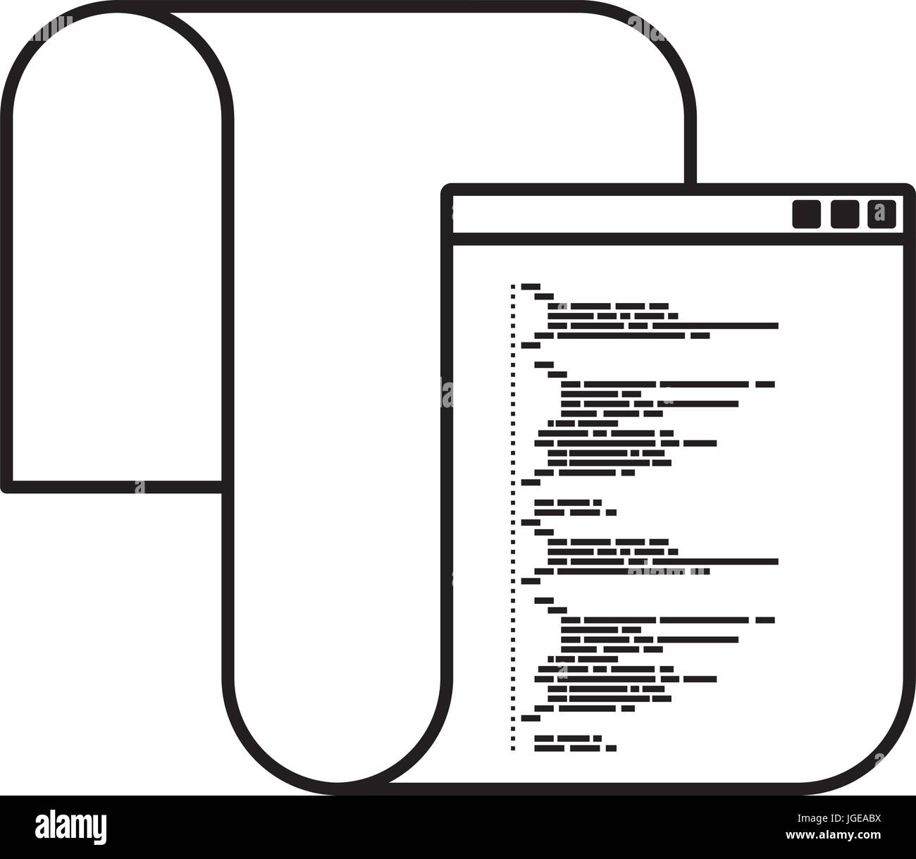 Monochrome Silhouette Of Programming Window With Long Script Code Stock Vector Image And Art Alamy
