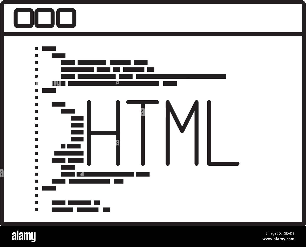 Monochrome Silhouette Of Programming Window With Script Code Html Stock Vector Image And Art Alamy