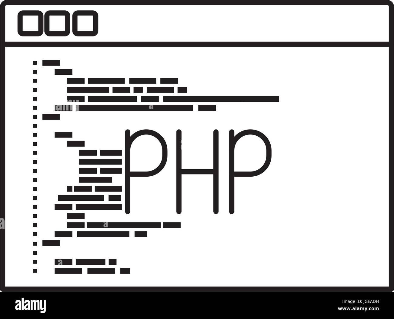 Monochrome Silhouette Of Programming Window With Script Code Php Stock Vector Image And Art Alamy
