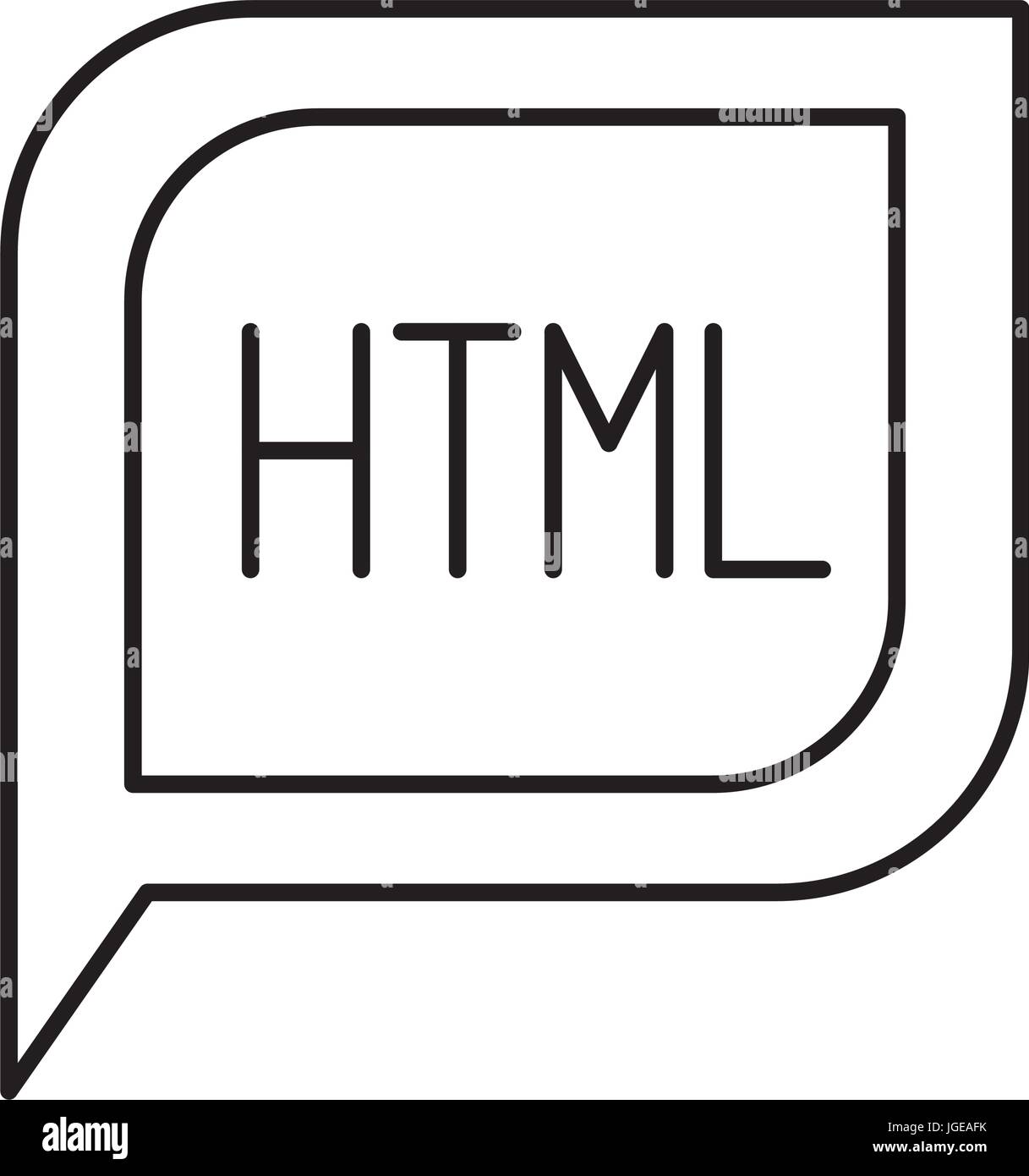 monochrome silhouette dialogue square with tail with html symbol Stock ...