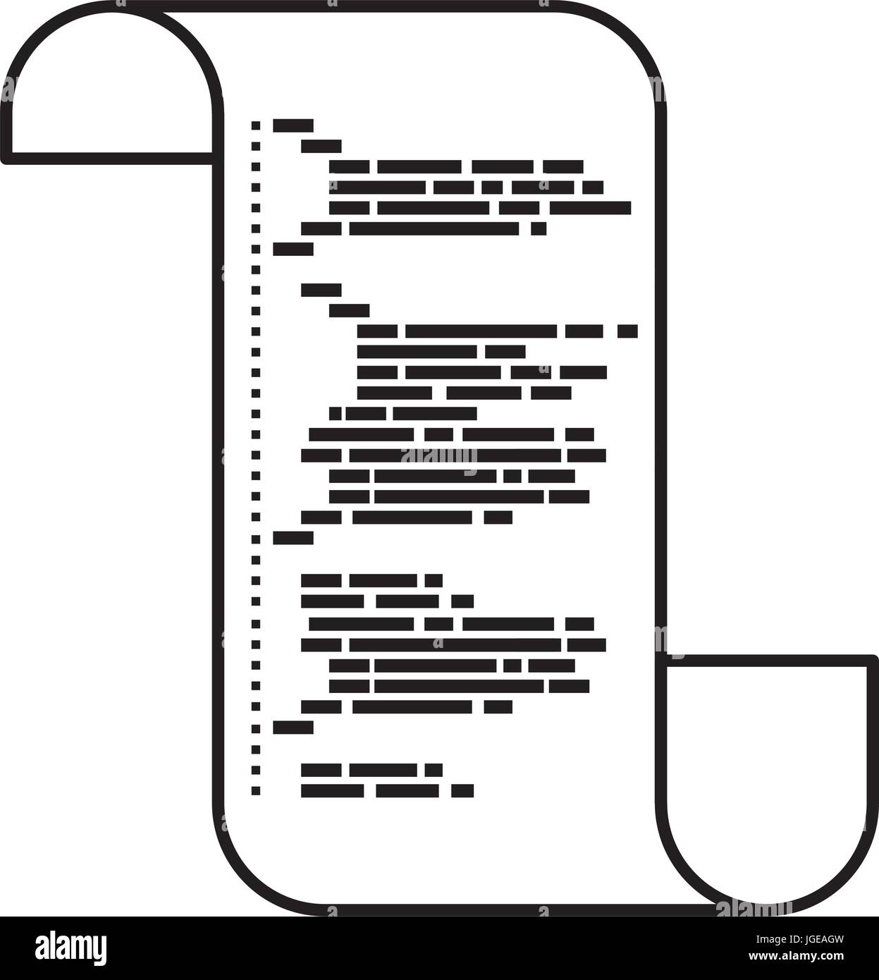 monochrome silhouette of continuously sheet with printed source code in closeup Stock Vector ...