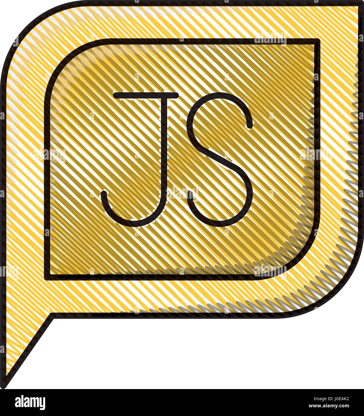 colored pencil silhouette dialogue square with tail with js symbol ...