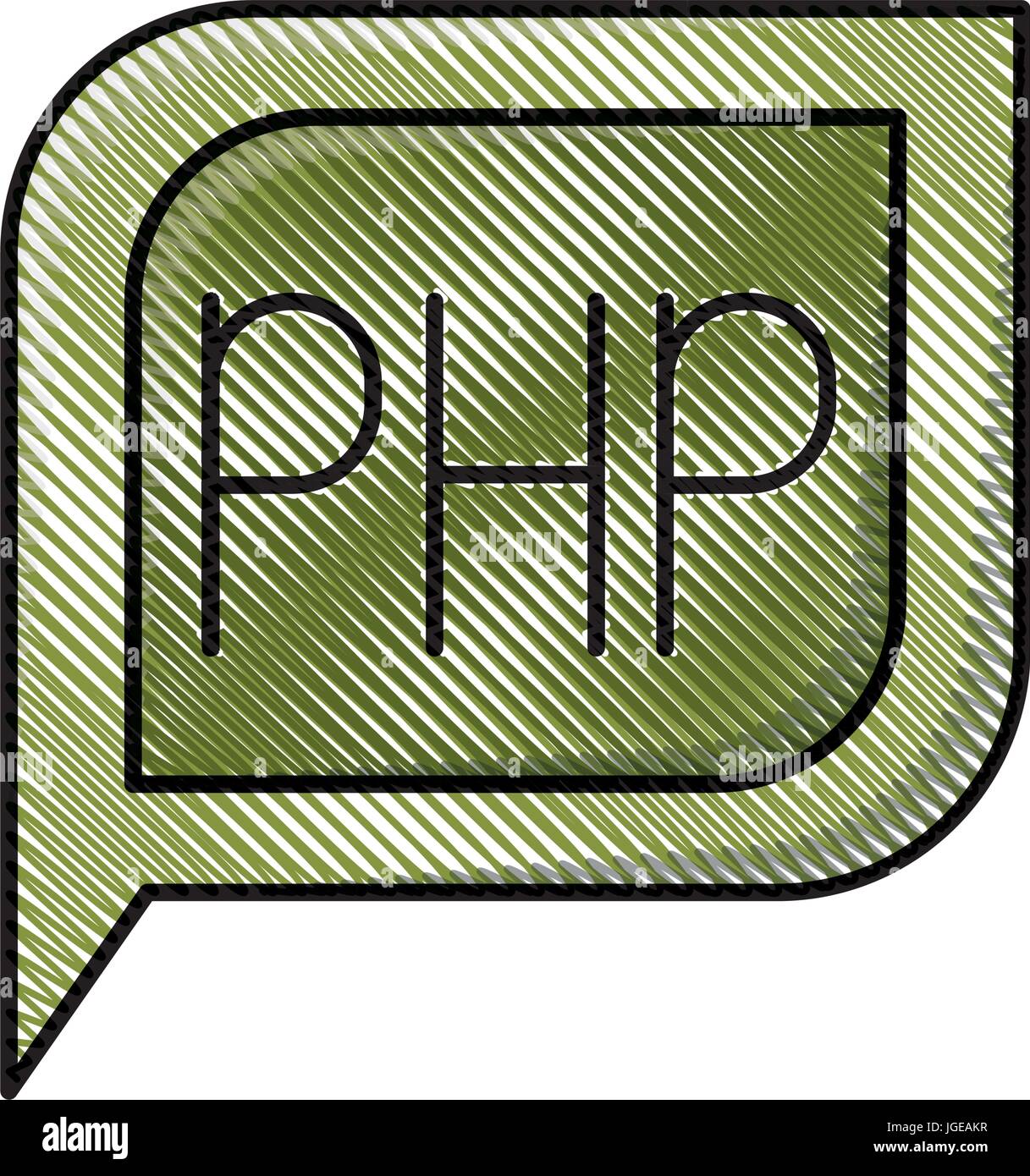 colored pencil silhouette dialogue square with tail with php symbol ...