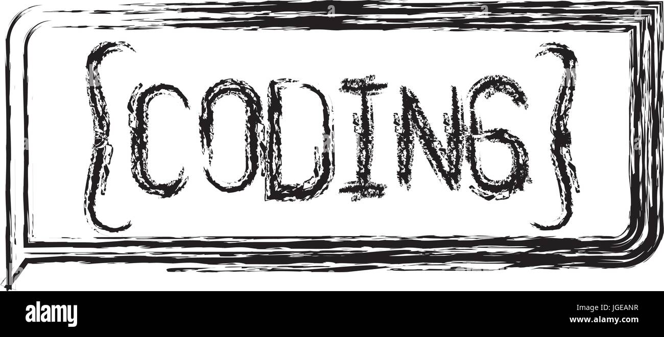 monochrome blurred silhouette of rectangle text coding Stock Vector ...