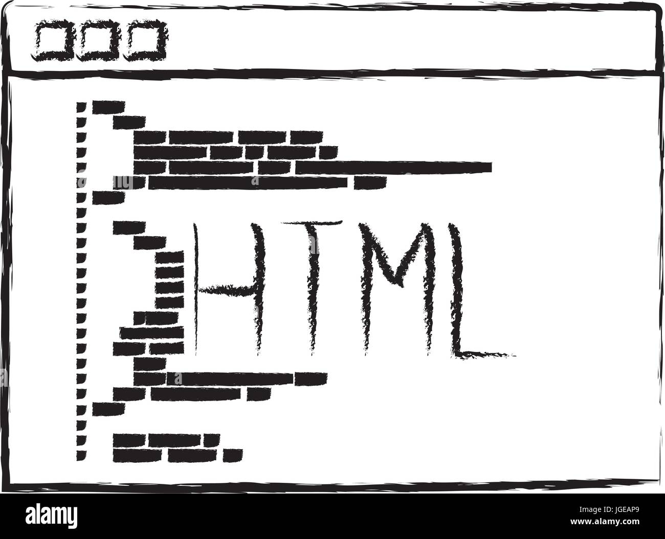 Monochrome Blurred Silhouette Of Programming Window With Script Code Html Stock Vector Image