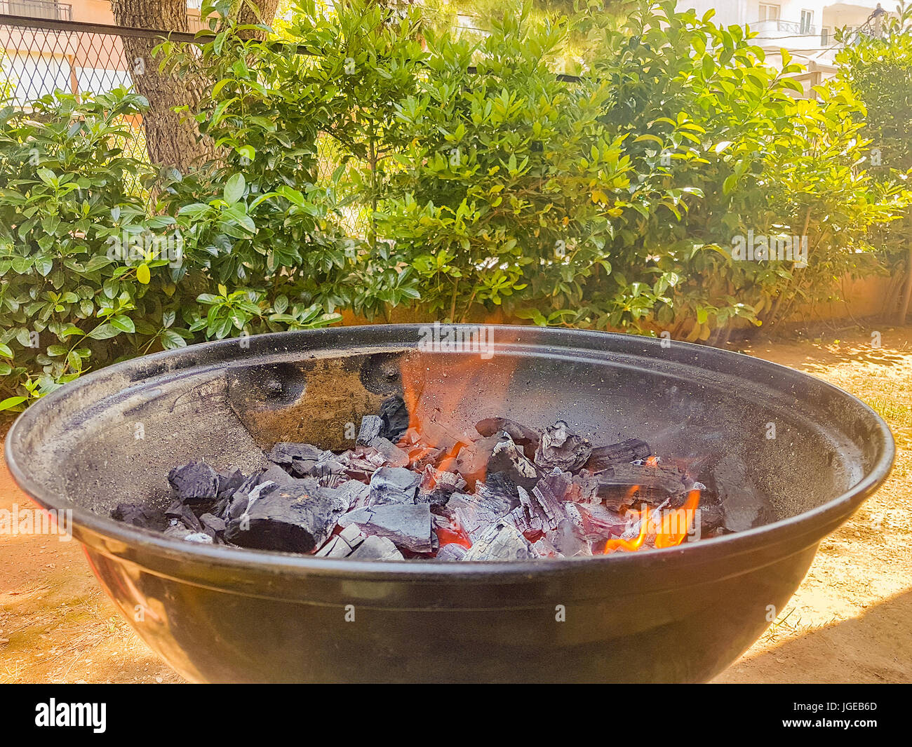 Fire ready for a barbeque day Stock Photo - Alamy