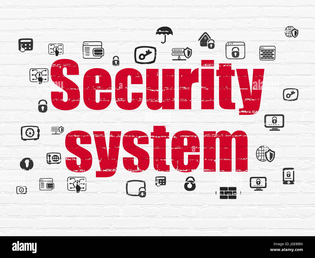 Security concept: Security System on wall background Stock Photo - Alamy