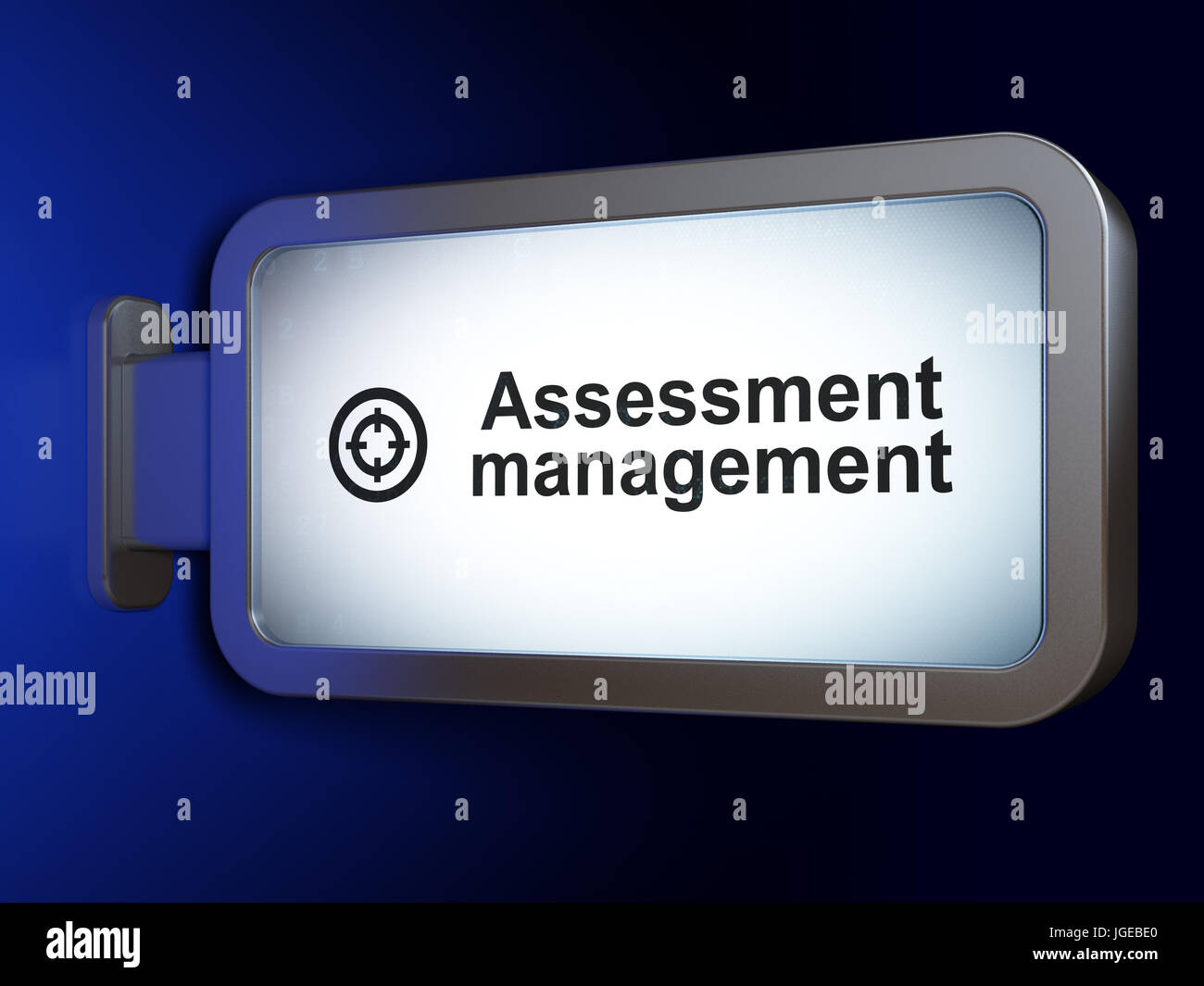 Business concept: Assessment Management and Target on billboard ...
