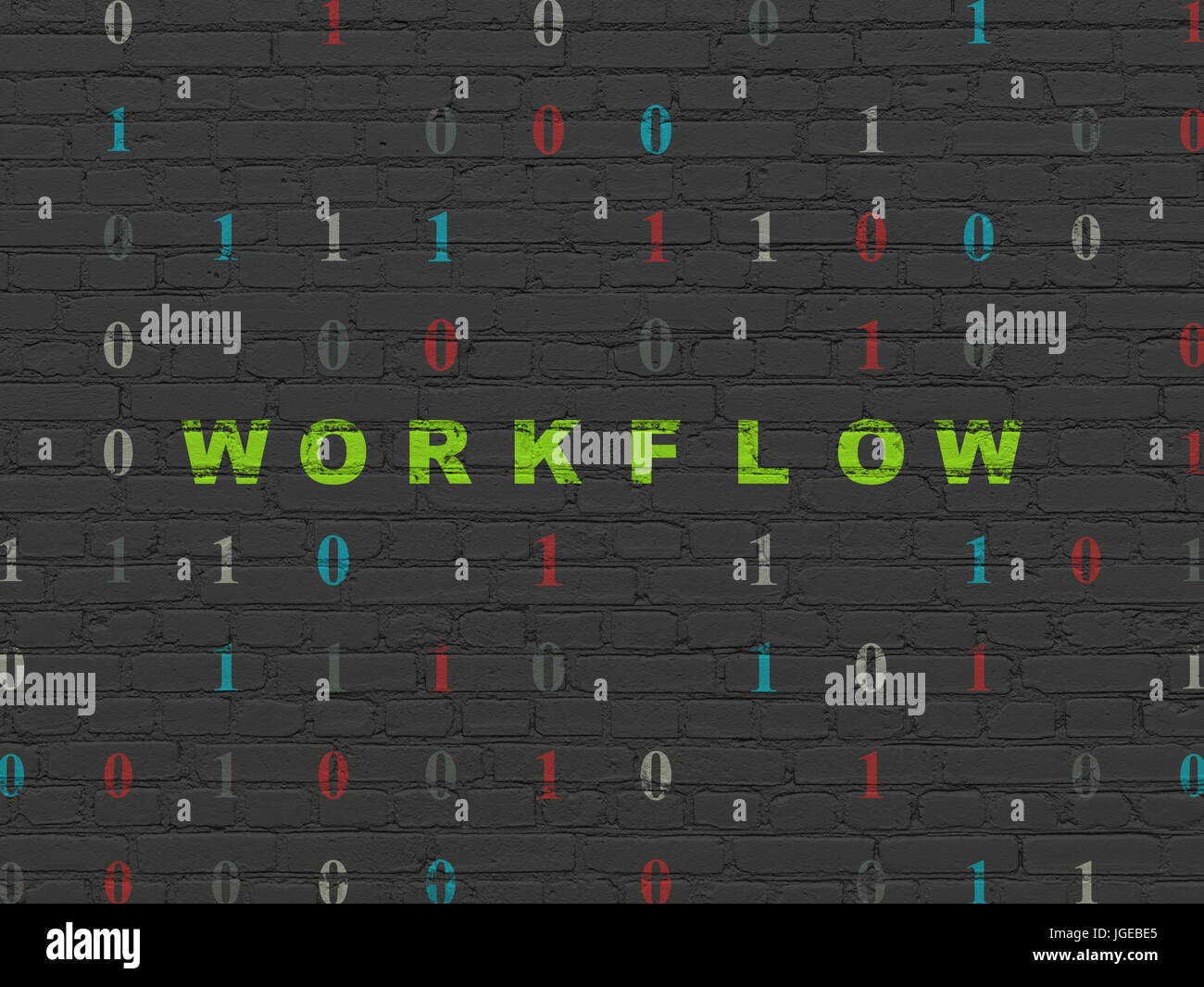 Finance concept: Workflow on wall background Stock Photo - Alamy
