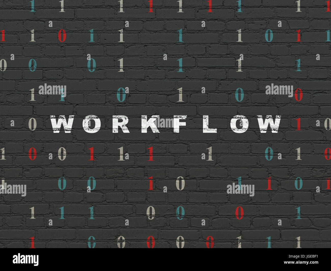 Business concept: Workflow on wall background Stock Photo - Alamy