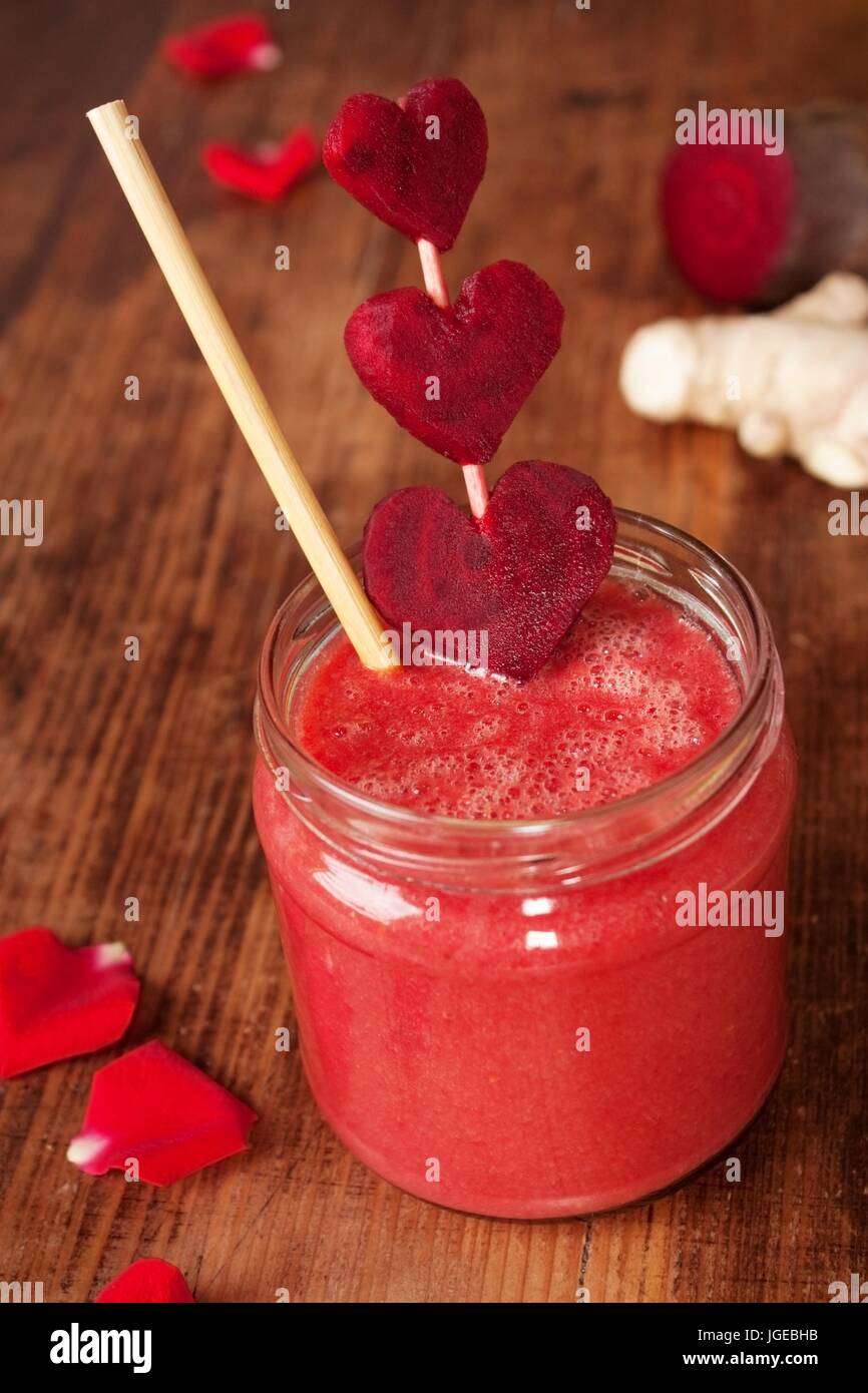 Healthy Red Smoothie with beetroot, banana and ginger Stock Photo - Alamy