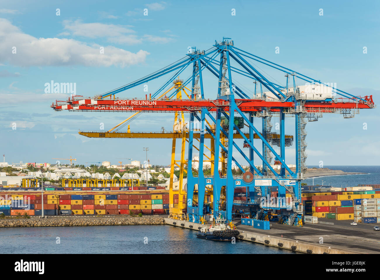 Le Port, Reunion island, France - December 24, 2015: Industrial port ...