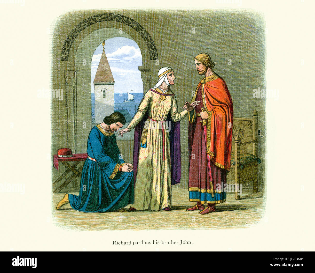 King Richard the Lioheart pardoning his brother Prince John Stock Photo ...