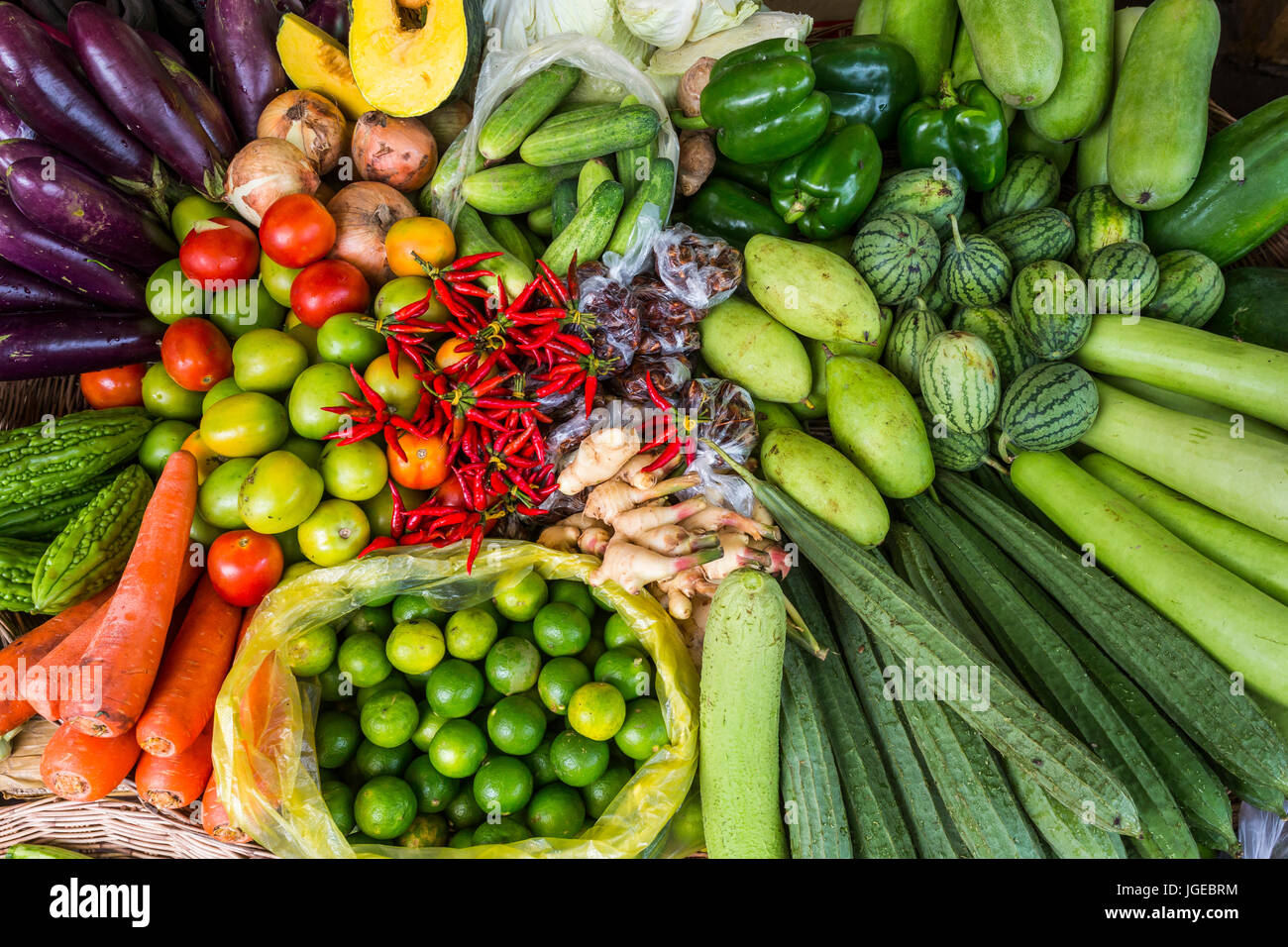 Vegetable desplay in the Siam Reap Market Stock Photo - Alamy