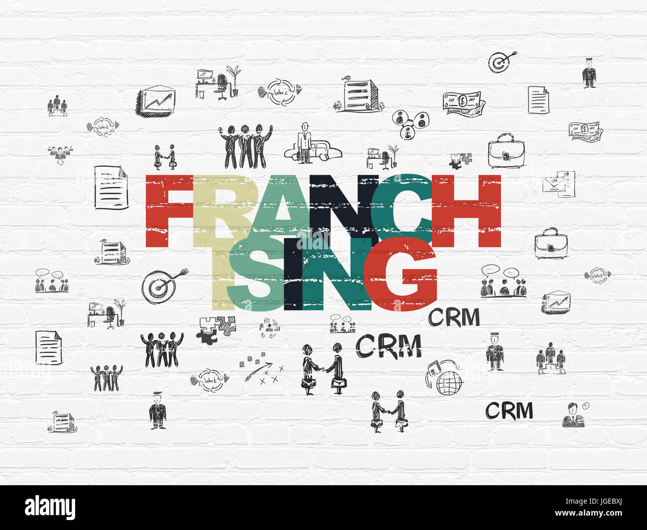 Finance concept: Franchising on wall background Stock Photo - Alamy