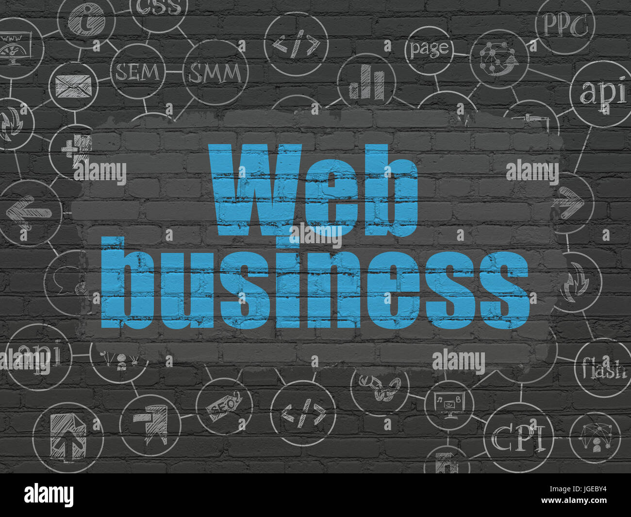 Web development concept: Web Business on wall background Stock Photo ...