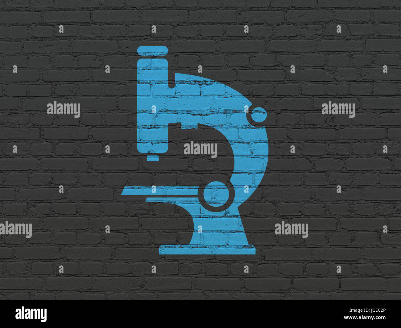 Science concept: Microscope on wall background Stock Photo - Alamy