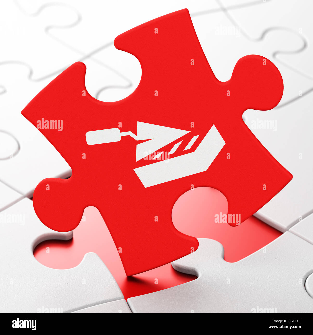 Constructing concept: Brick Wall on puzzle background Stock Photo - Alamy