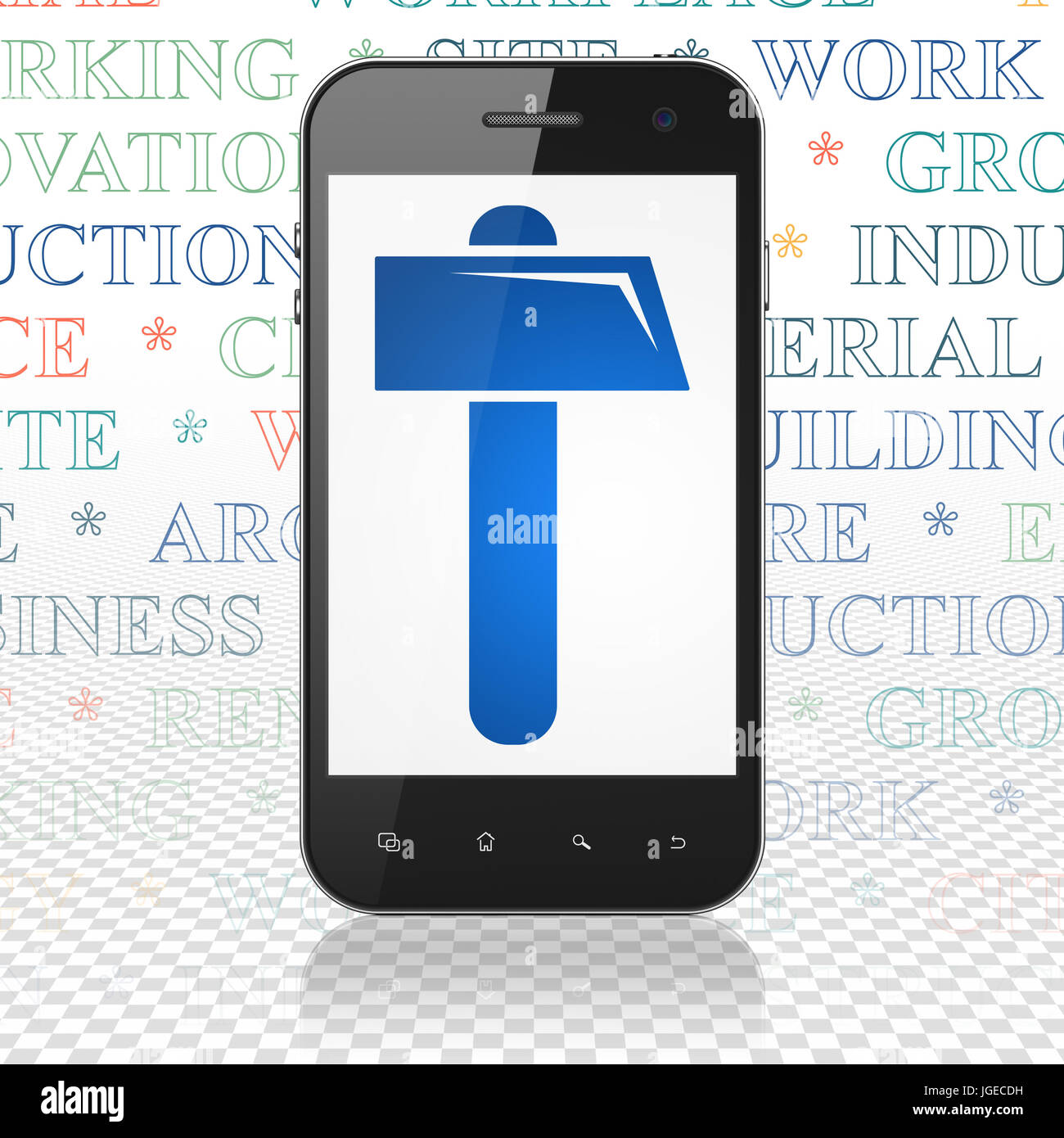 Building construction concept: Smartphone with Hammer on display Stock ...