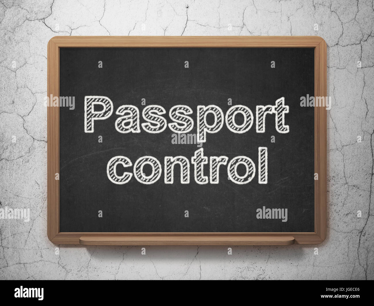 Vacation concept: Passport Control on chalkboard background Stock Photo ...