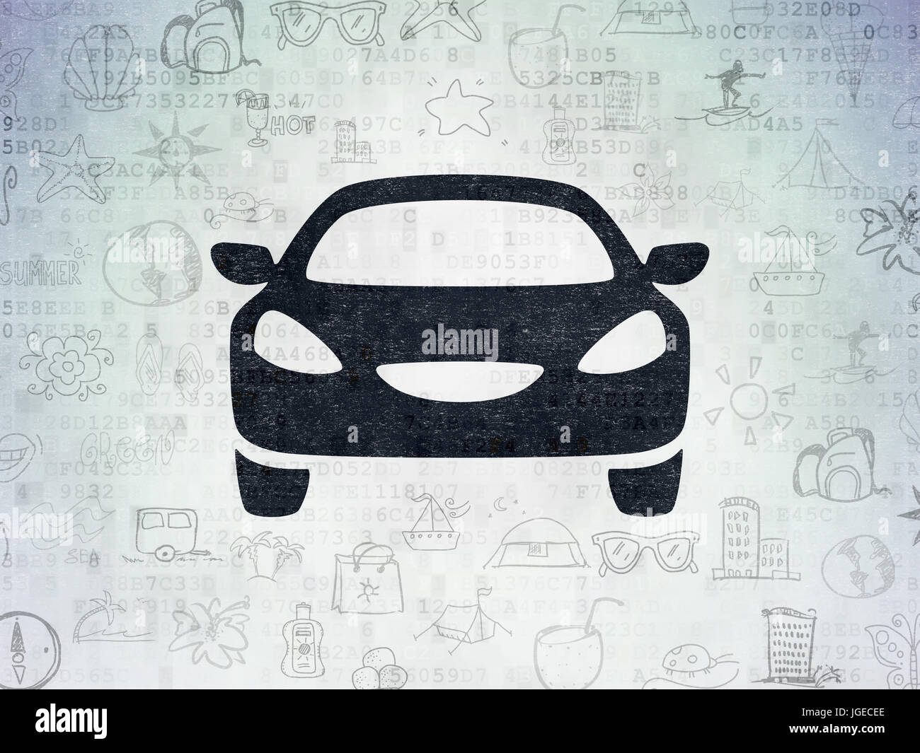 Vacation concept: Car on Digital Data Paper background Stock Photo - Alamy