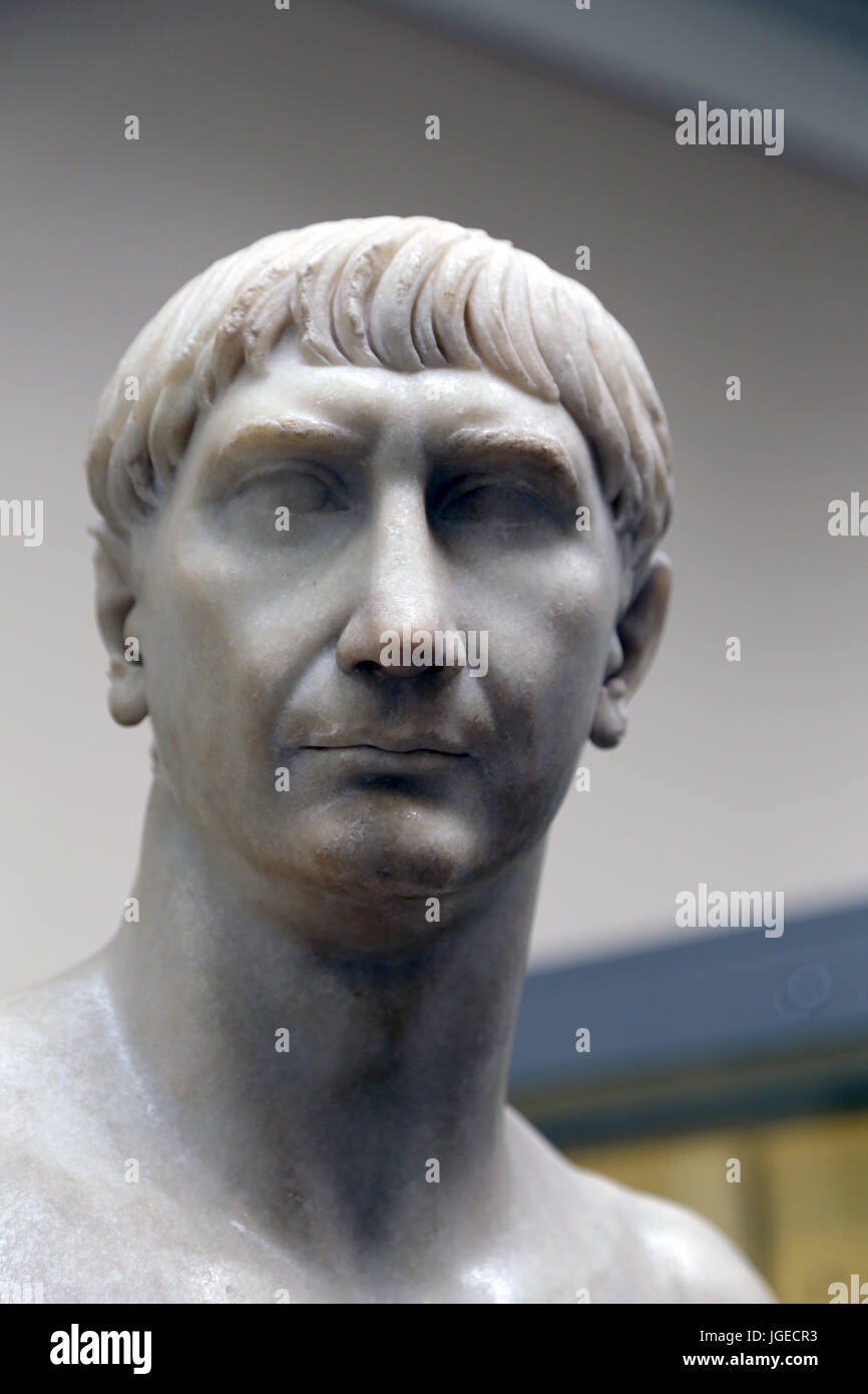 Trajan (53-117 AD). Roman emperor. Nerva-Antonine dynasty. Bust, c. 108 ...
