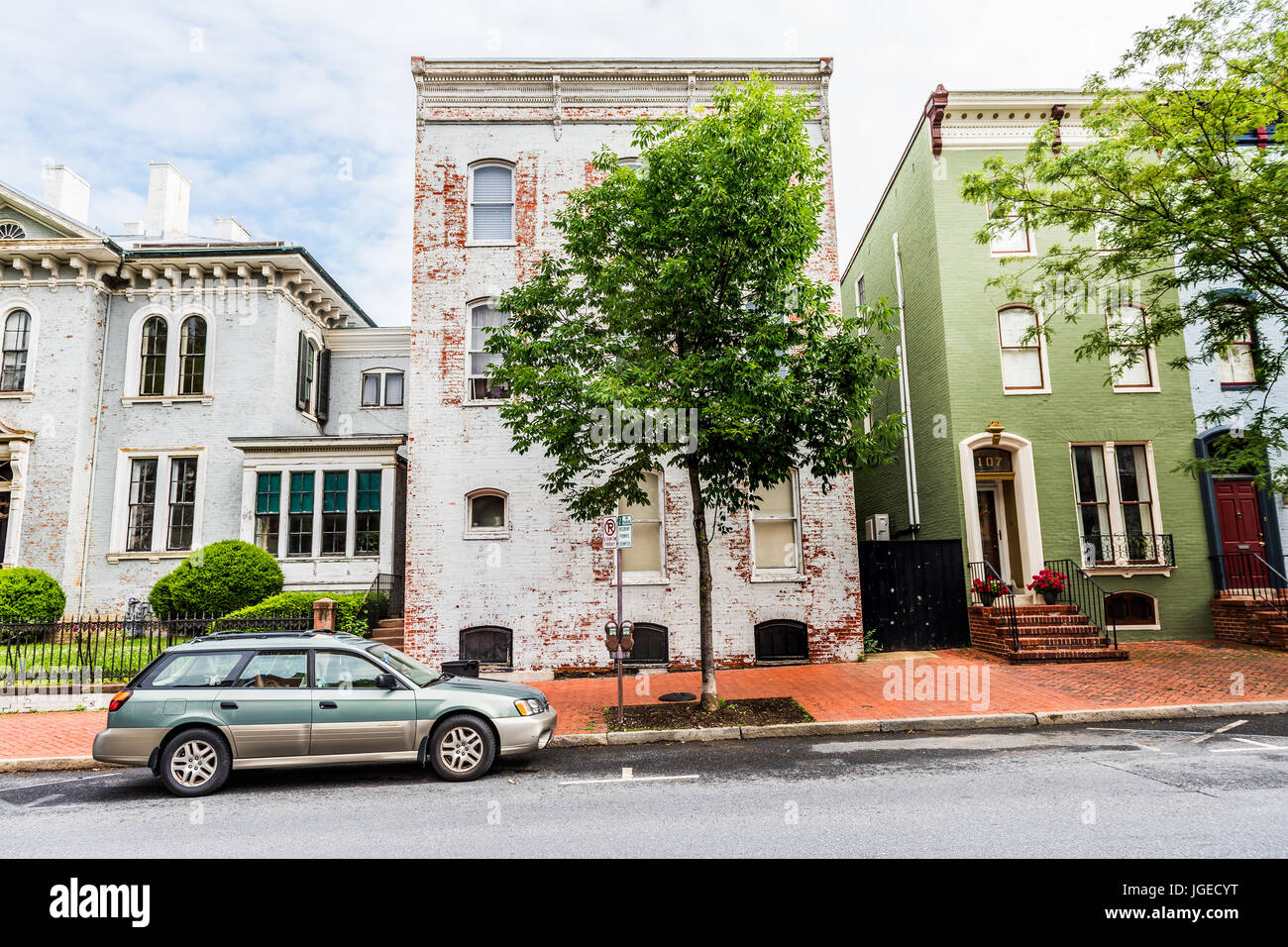 Frederick, USA - May 24, 2017: Maryland downtown city with entrance ...