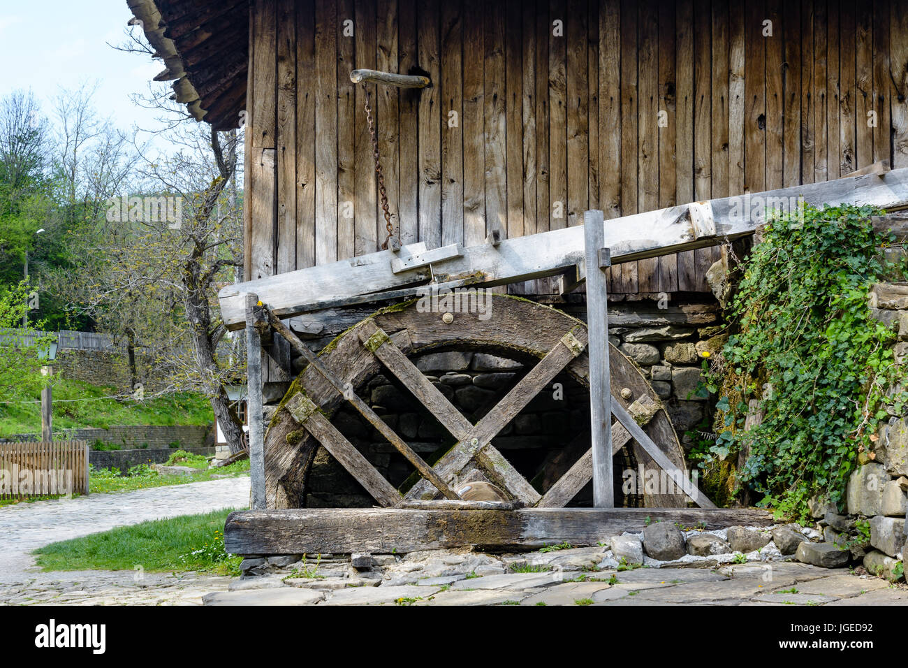 Side view of an old water mill in Etar, Gabrovo, Bulgaria Stock Photo ...