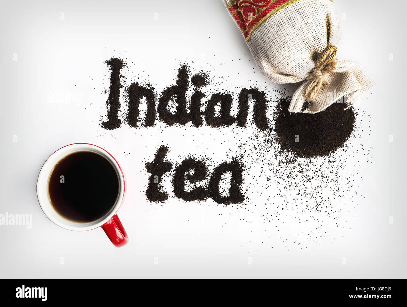 Indian tea - the words written on the white table. the inscription is ...