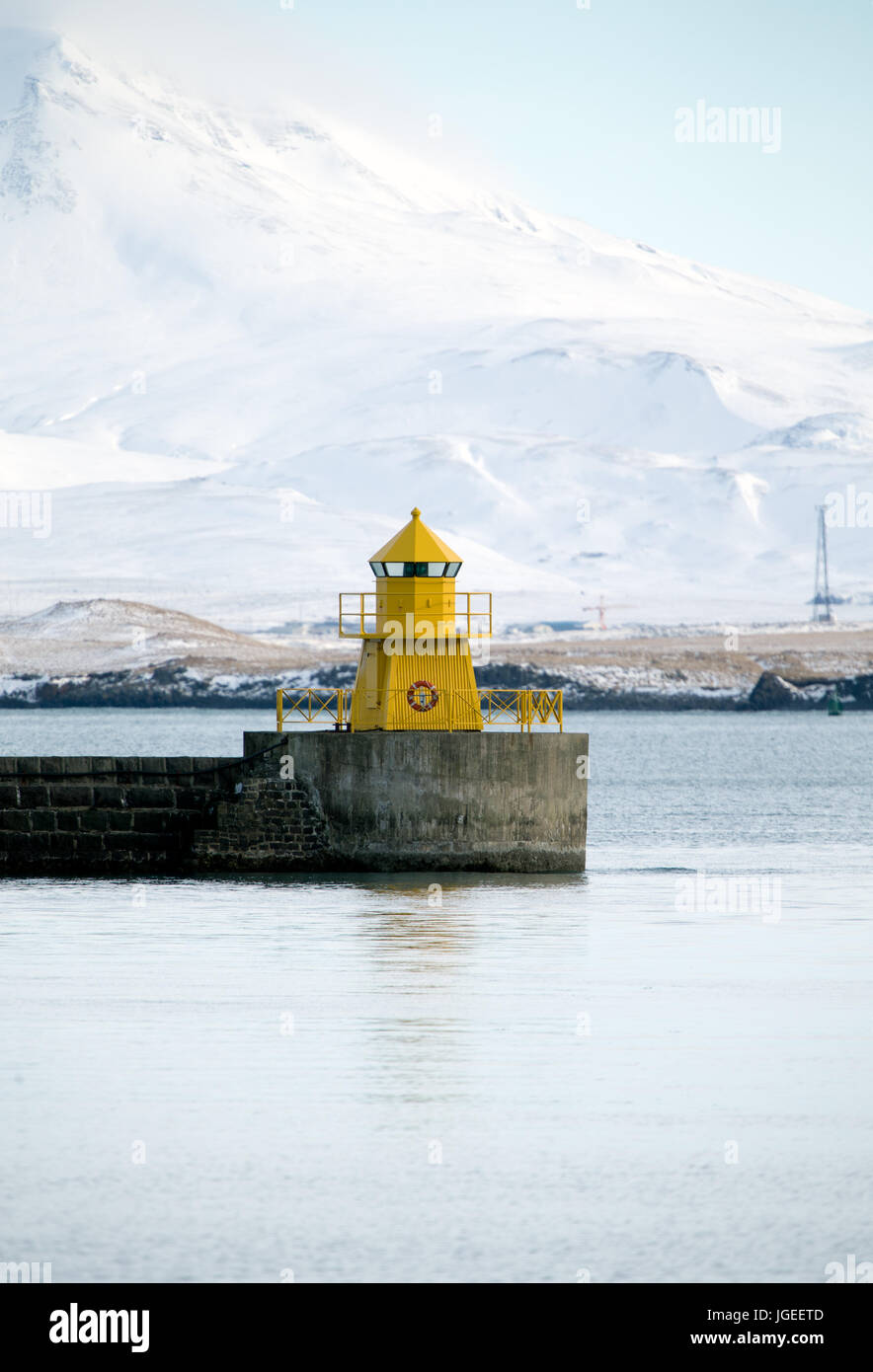 yellow lighthouse of reykjavik Stock Photo - Alamy