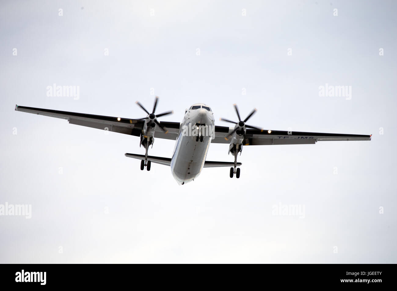 Air Iceland Fokker F50 over Reykjavik Stock Photo - Alamy